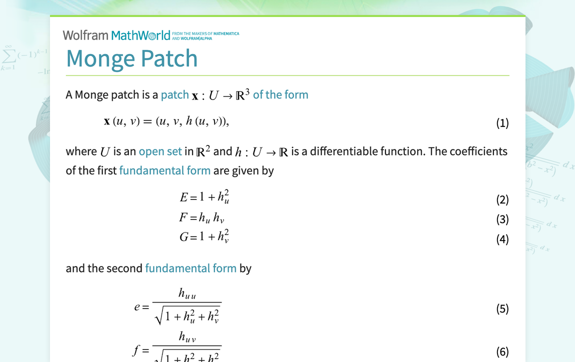 Monge Patch -- from Wolfram MathWorld