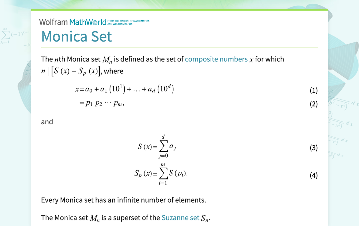 Monica Set -- from Wolfram MathWorld