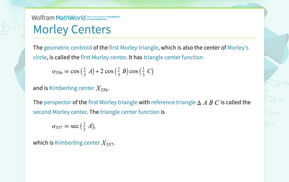Morley Centers -- from Wolfram MathWorld