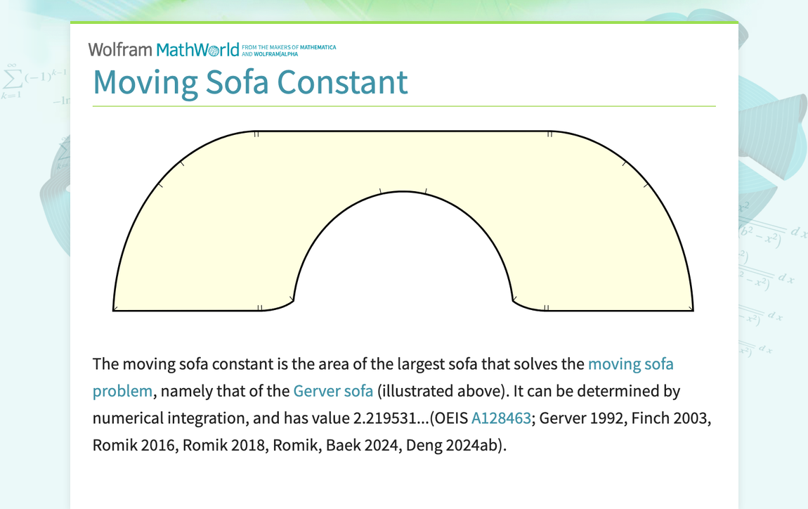 Moving Sofa Constant -- from Wolfram MathWorld