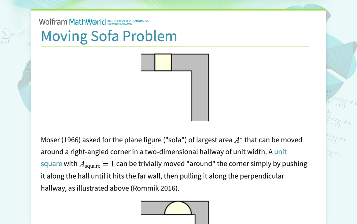 Moving Sofa Problem -- from Wolfram MathWorld