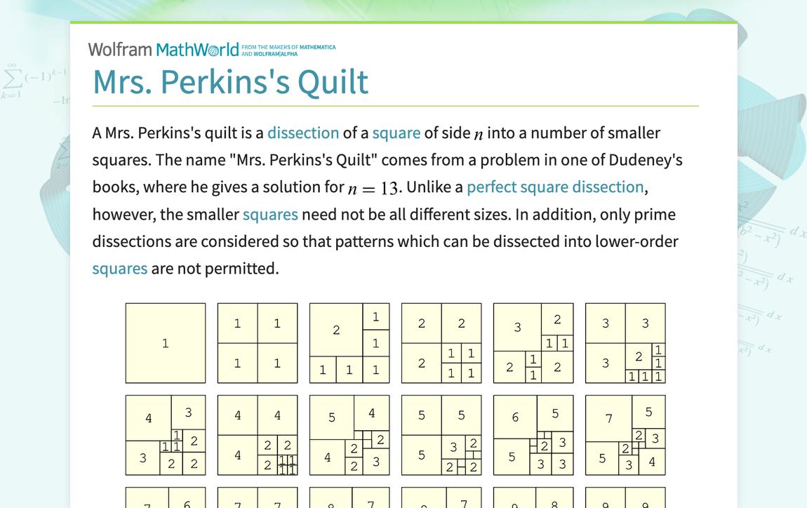 Mrs. Perkins's Quilt -- from Wolfram MathWorld