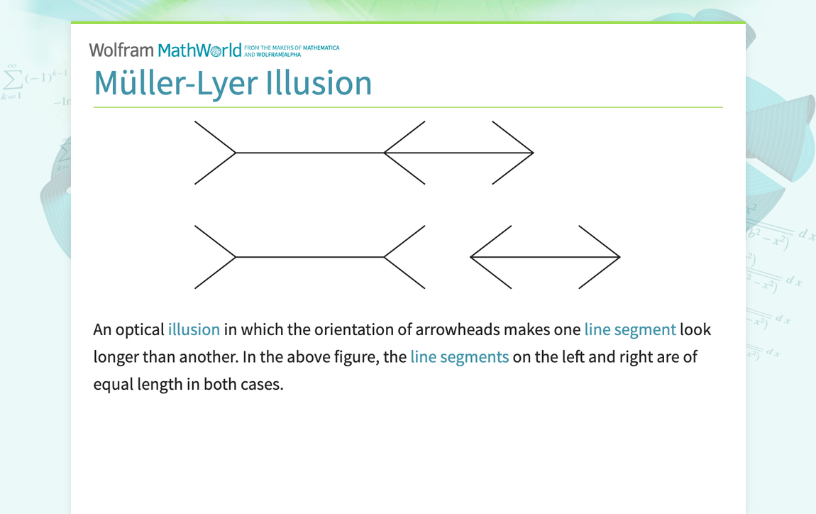 Müller-Lyer Illusion -- from Wolfram MathWorld