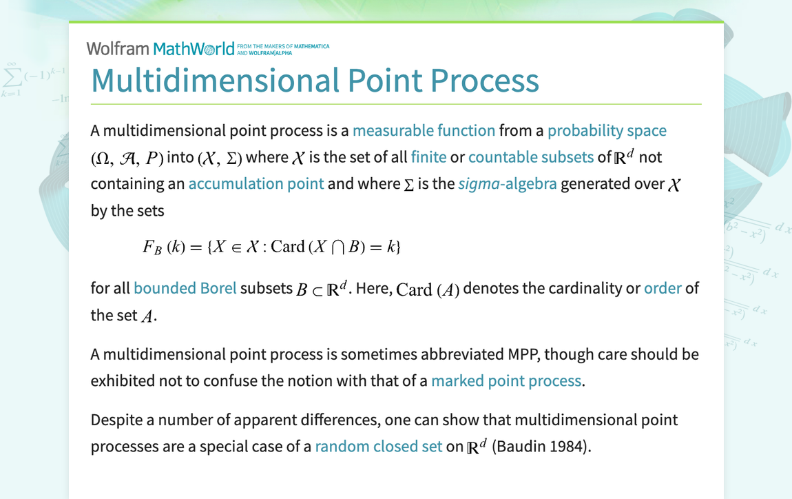 Multidimensional Point Process -- from Wolfram MathWorld