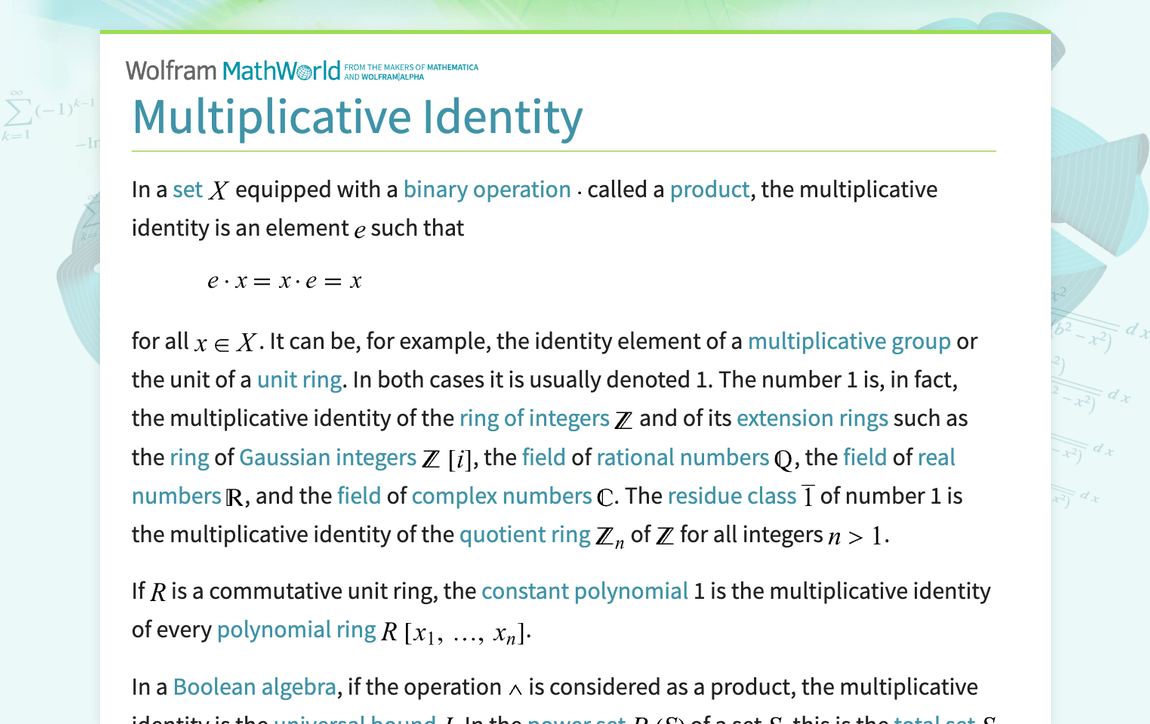 Multiplicative Identity