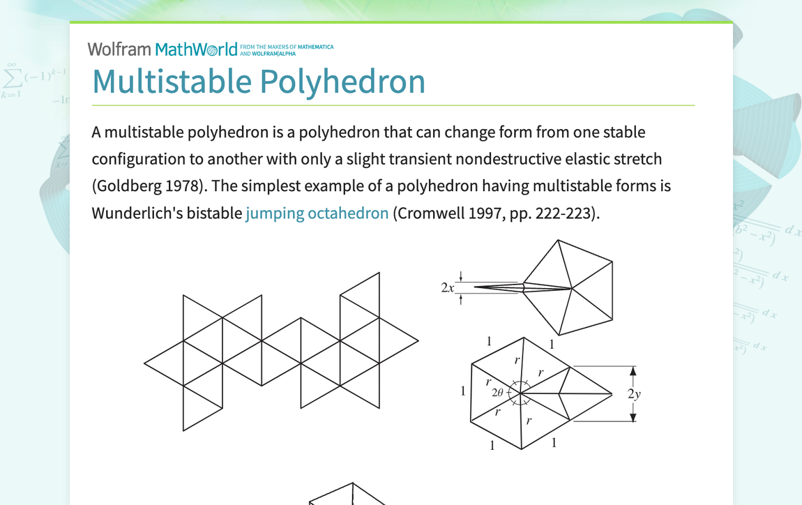 Multistable Polyhedron -- from Wolfram MathWorld