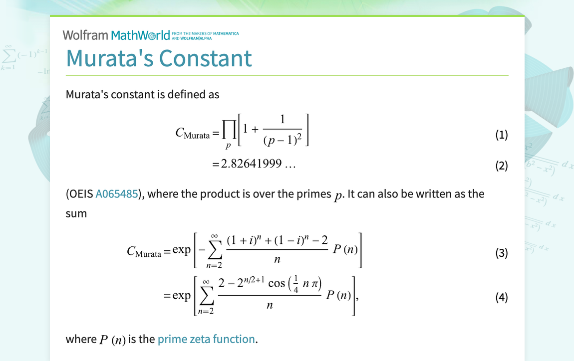 Murata's Constant -- from Wolfram MathWorld