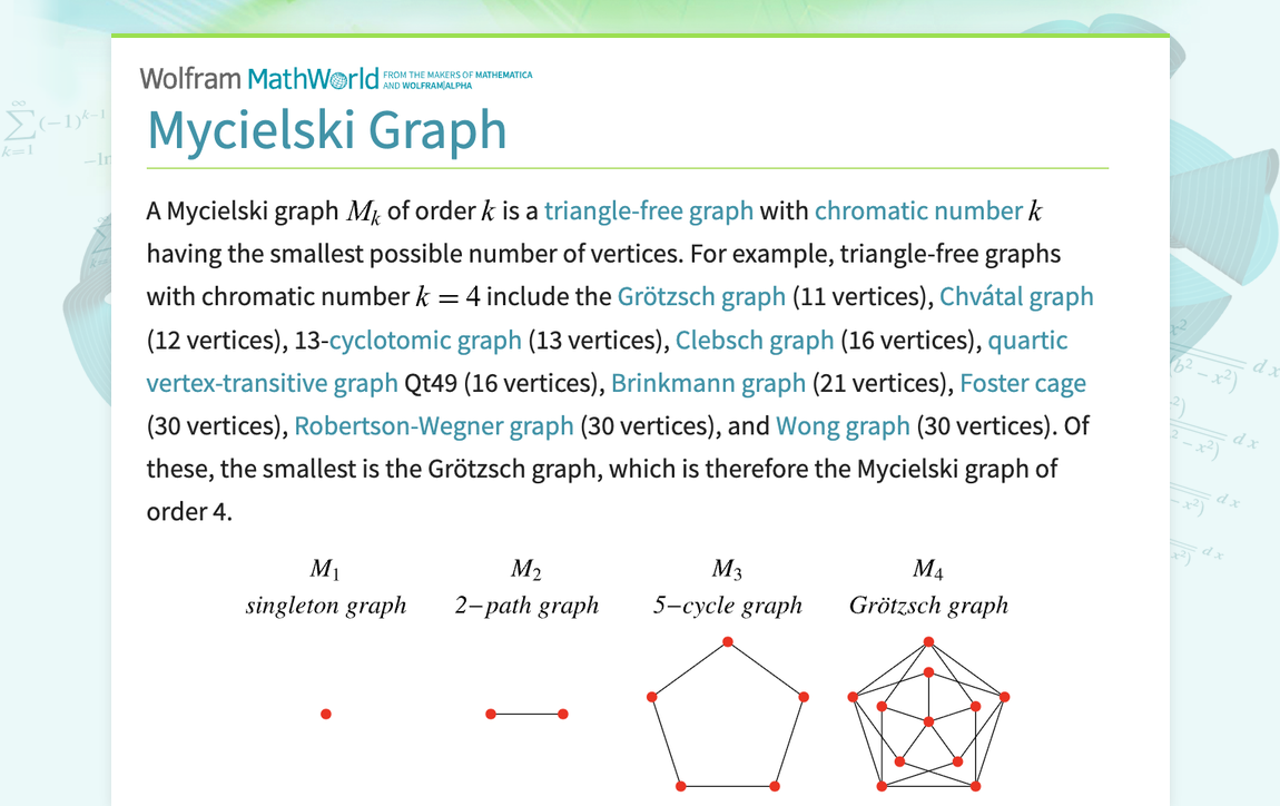 Mycielski Graph -- from Wolfram MathWorld
