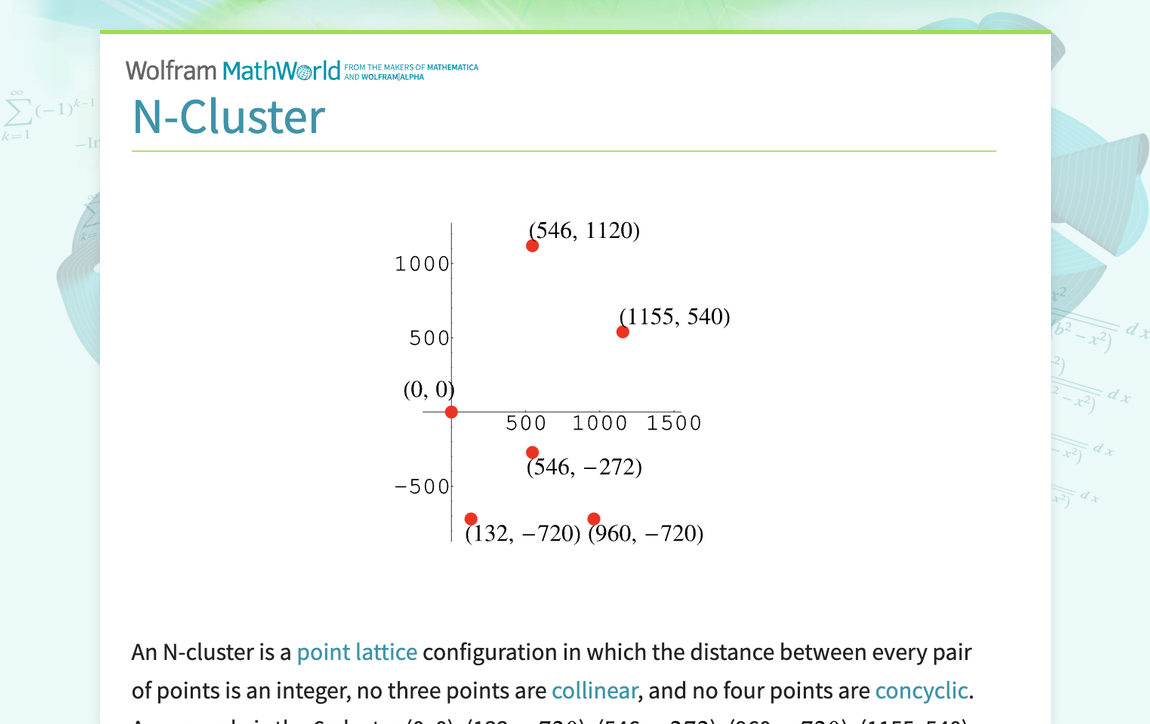 N-Cluster -- from Wolfram MathWorld