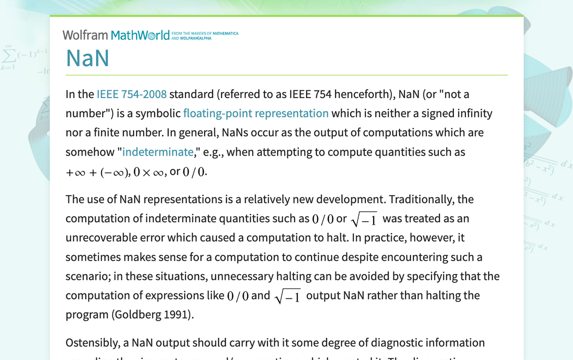 NaN -- from Wolfram MathWorld