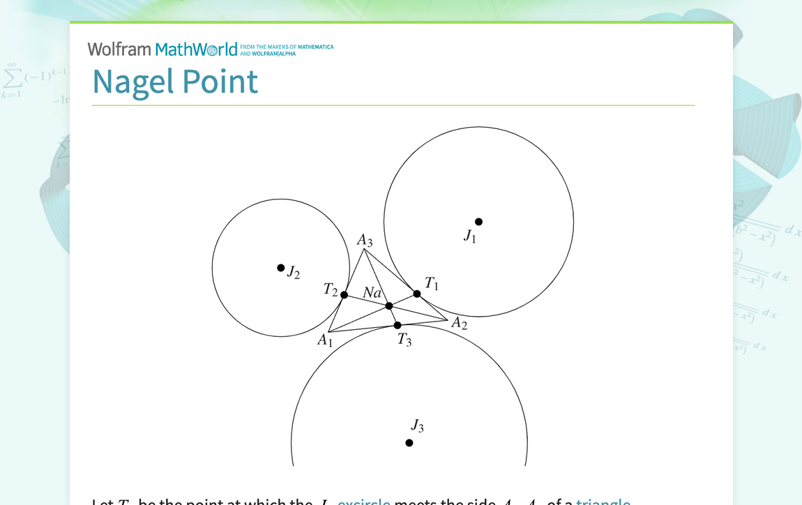 Nagel Point -- from Wolfram MathWorld