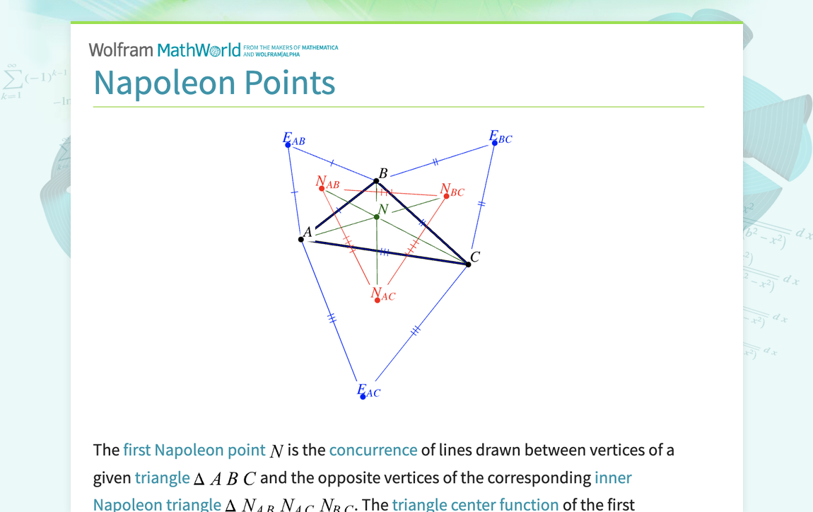 Napoleon Points -- from Wolfram MathWorld
