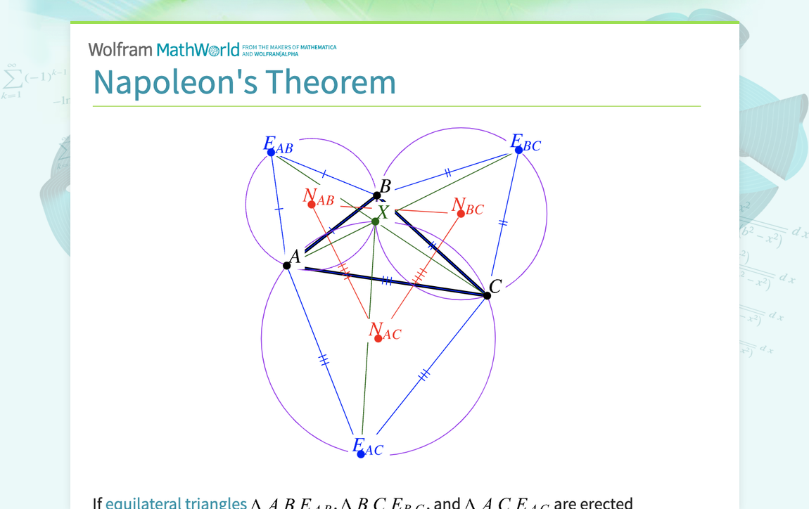 Napoleon's Theorem -- from Wolfram MathWorld