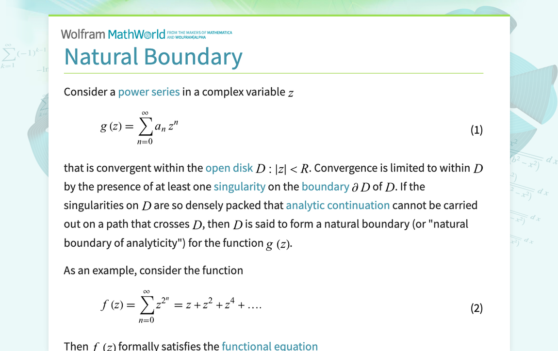 Natural Boundary -- from Wolfram MathWorld