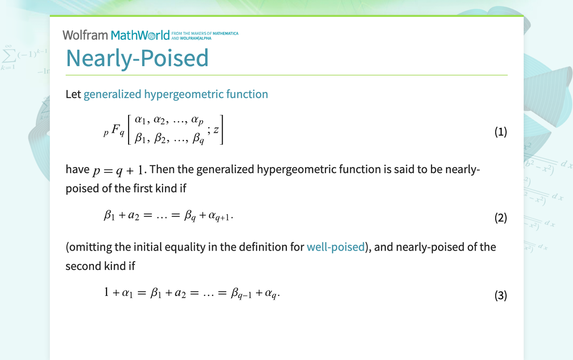 Nearly-Poised -- from Wolfram MathWorld