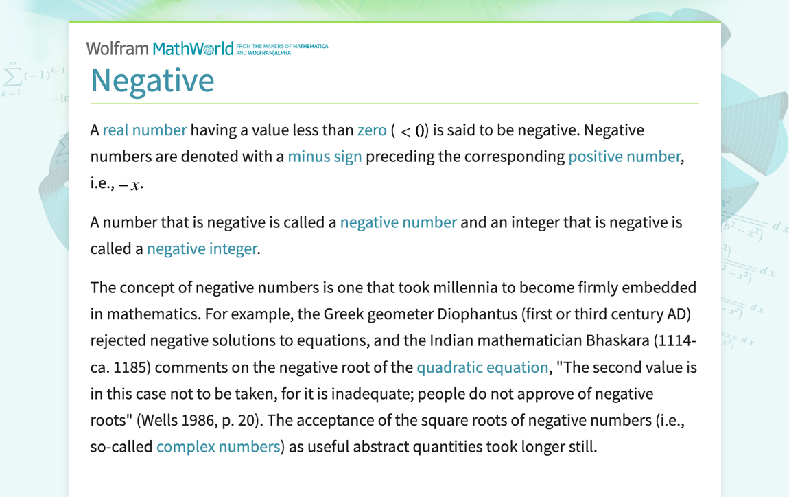 Negative -- from Wolfram MathWorld