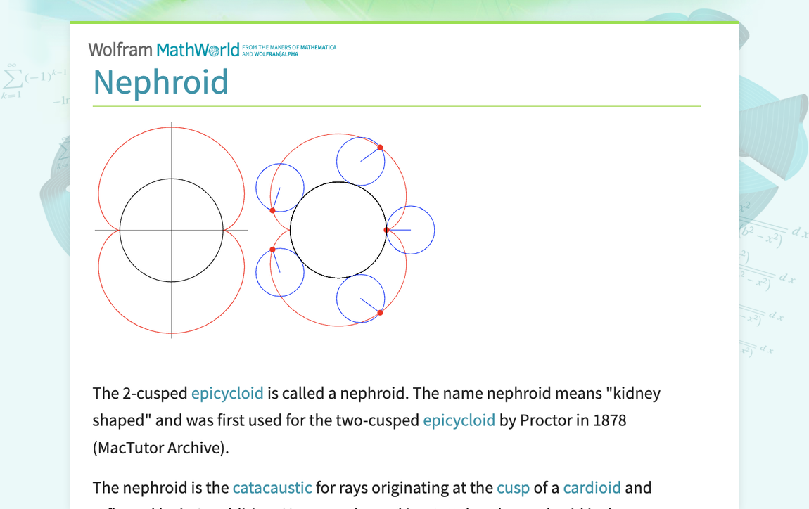 Nephroid From Wolfram Mathworld