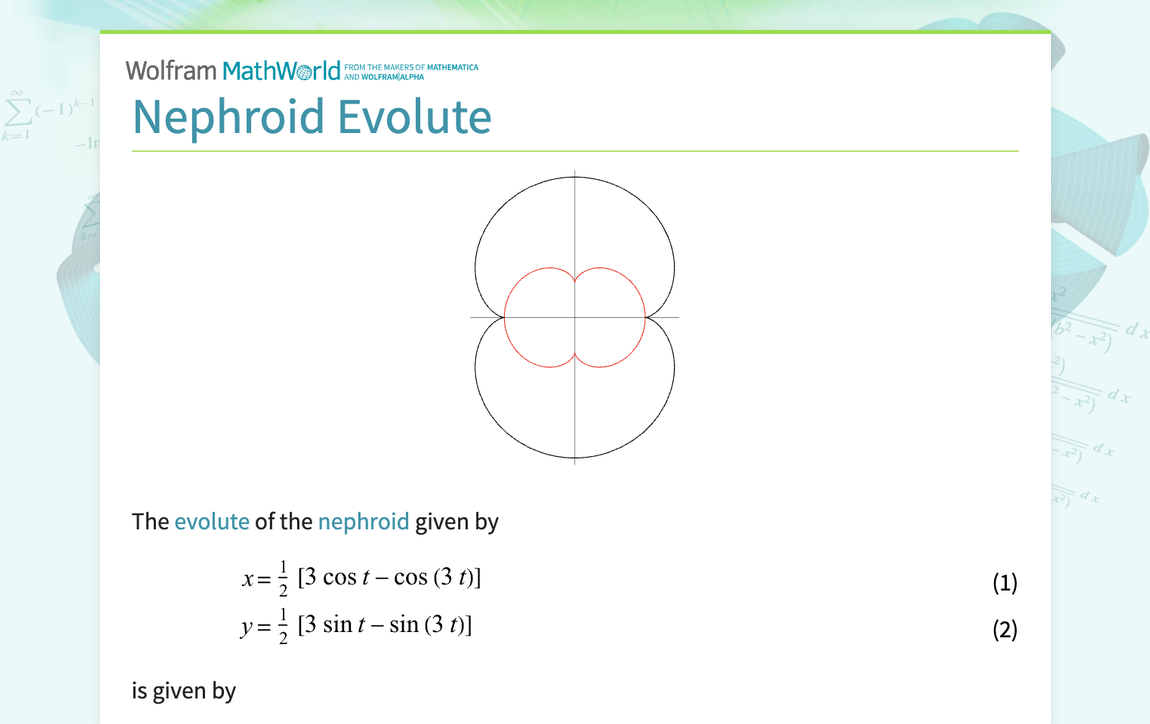Nephroid Evolute -- from Wolfram MathWorld