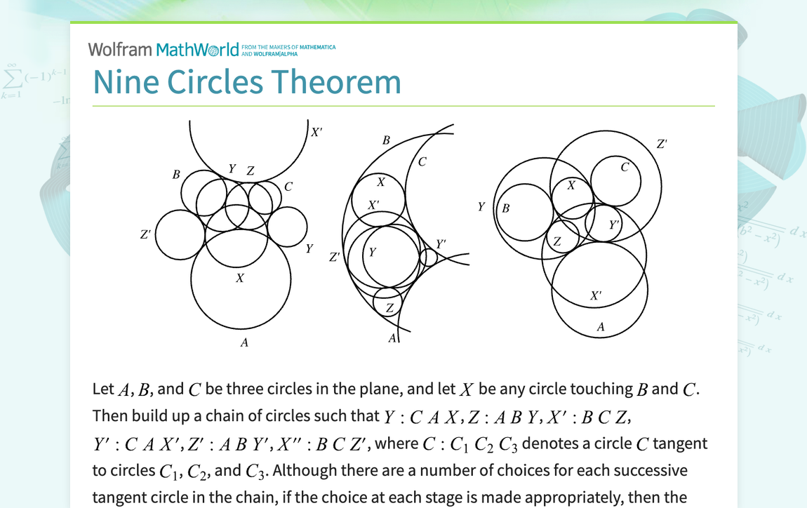 Nine Circles Theorem -- from Wolfram MathWorld