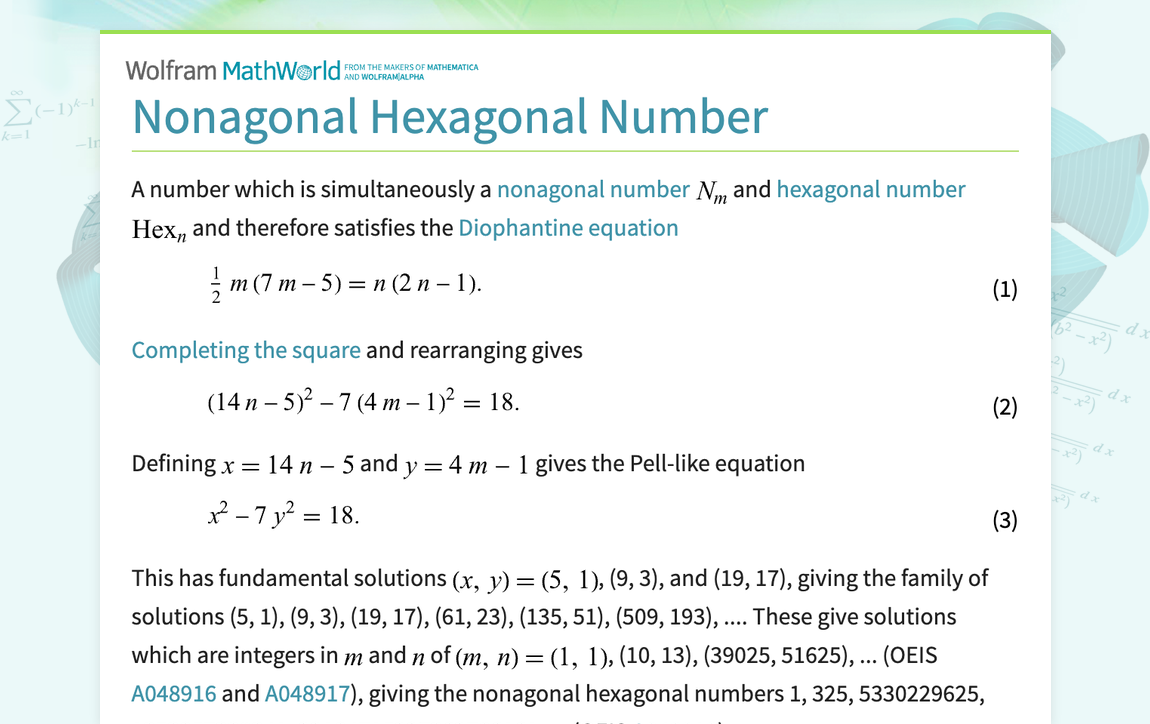 Nonagonal Hexagonal Number -- from Wolfram MathWorld