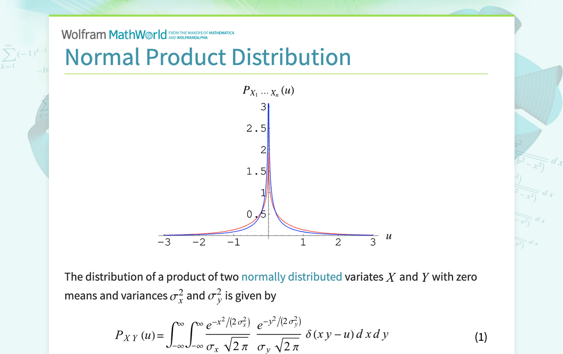 Normal Product Distribution -- from Wolfram MathWorld