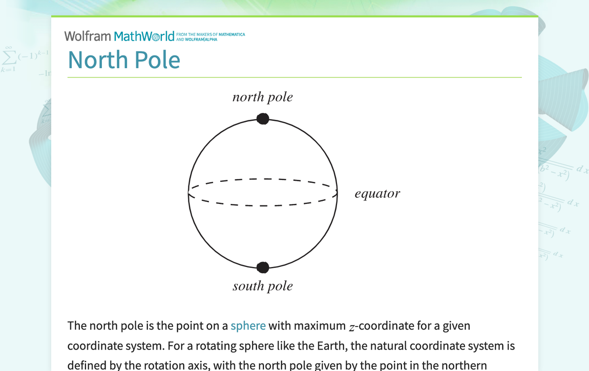 North Pole -- from Wolfram MathWorld