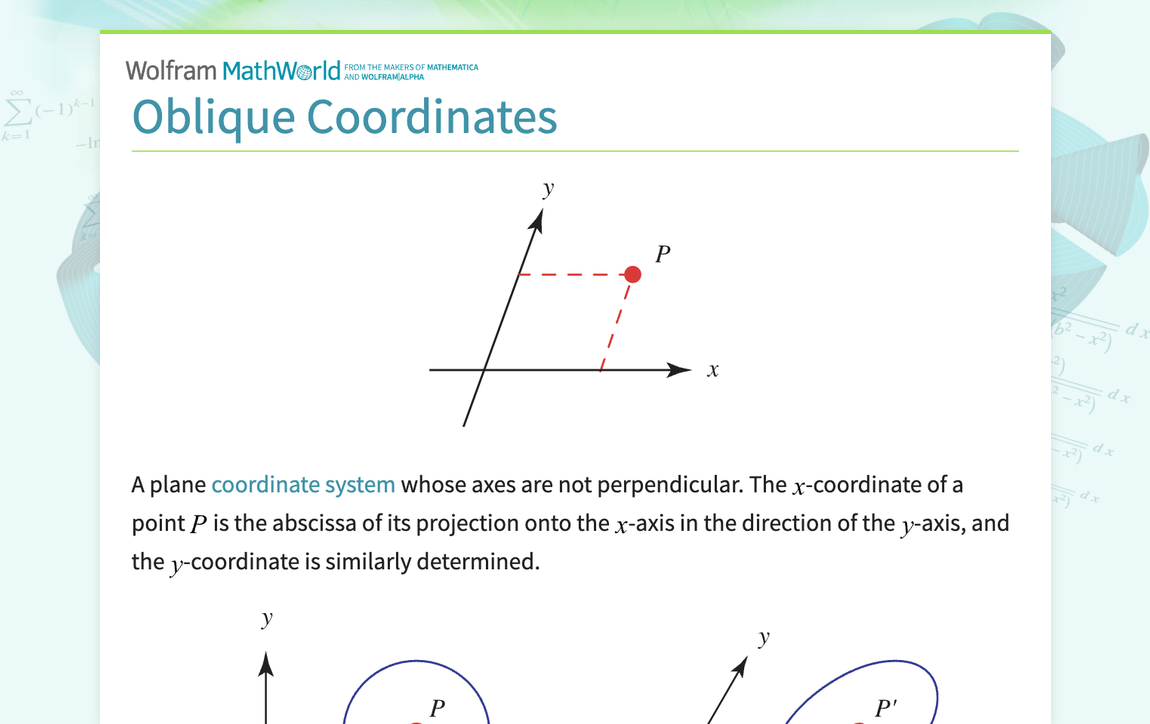 Oblique Coordinates -- from Wolfram MathWorld