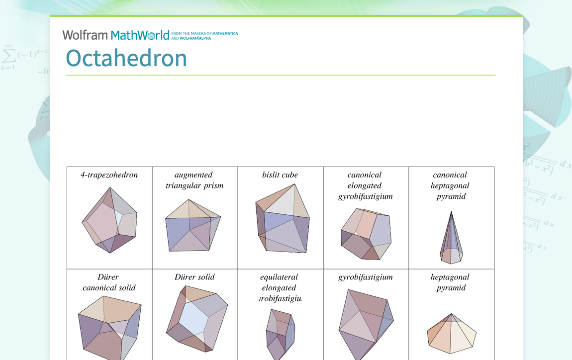 Octahedron -- from Wolfram MathWorld