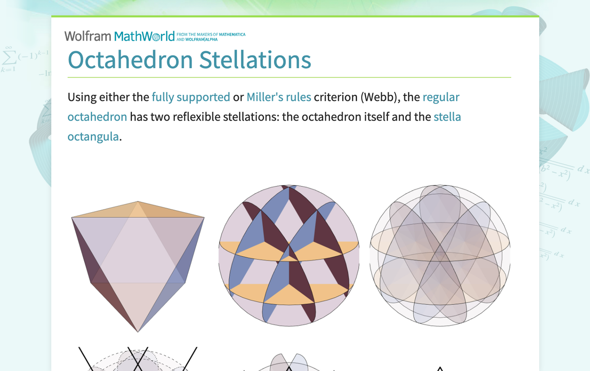 Octahedron Stellations -- from Wolfram MathWorld