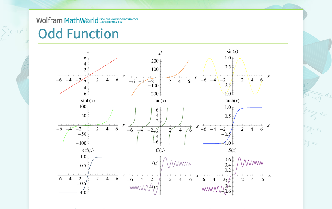 Odd Function From Wolfram MathWorld Odd Function From Wolfram MathWorld