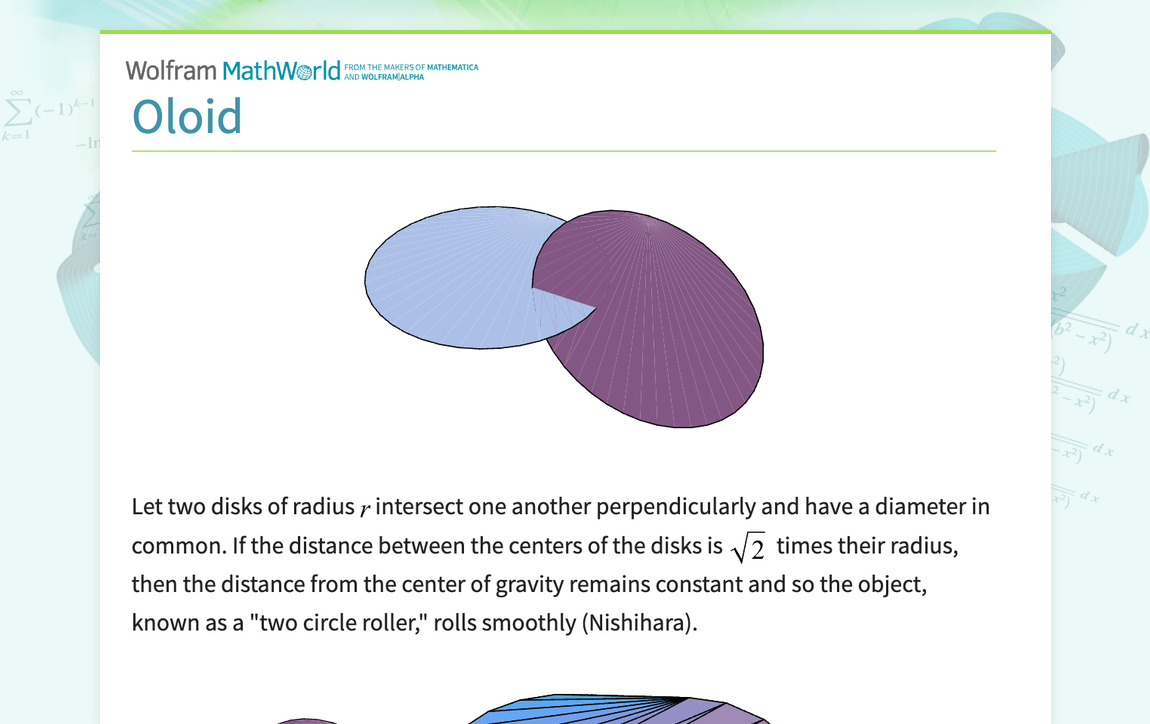 Oloid -- from Wolfram MathWorld