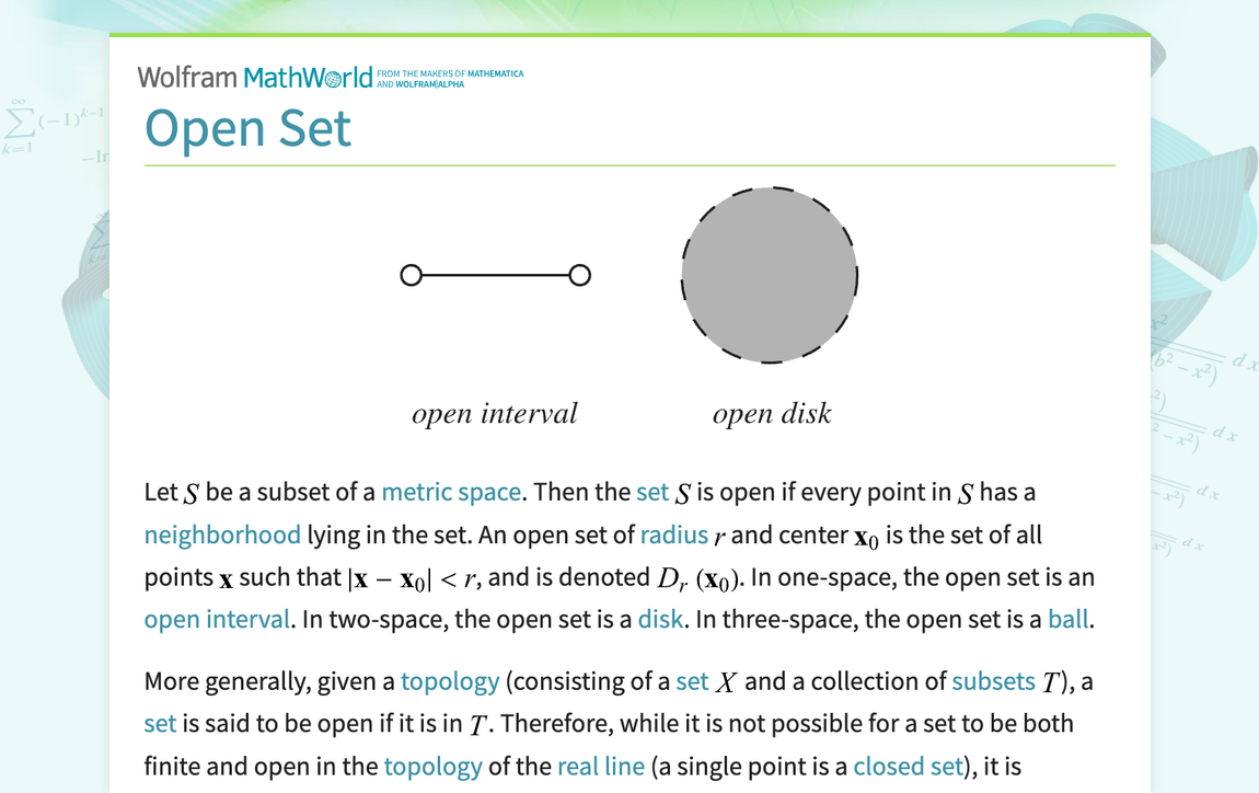 Open Set -- from Wolfram MathWorld