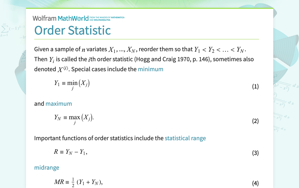 Order Statistic -- from Wolfram MathWorld