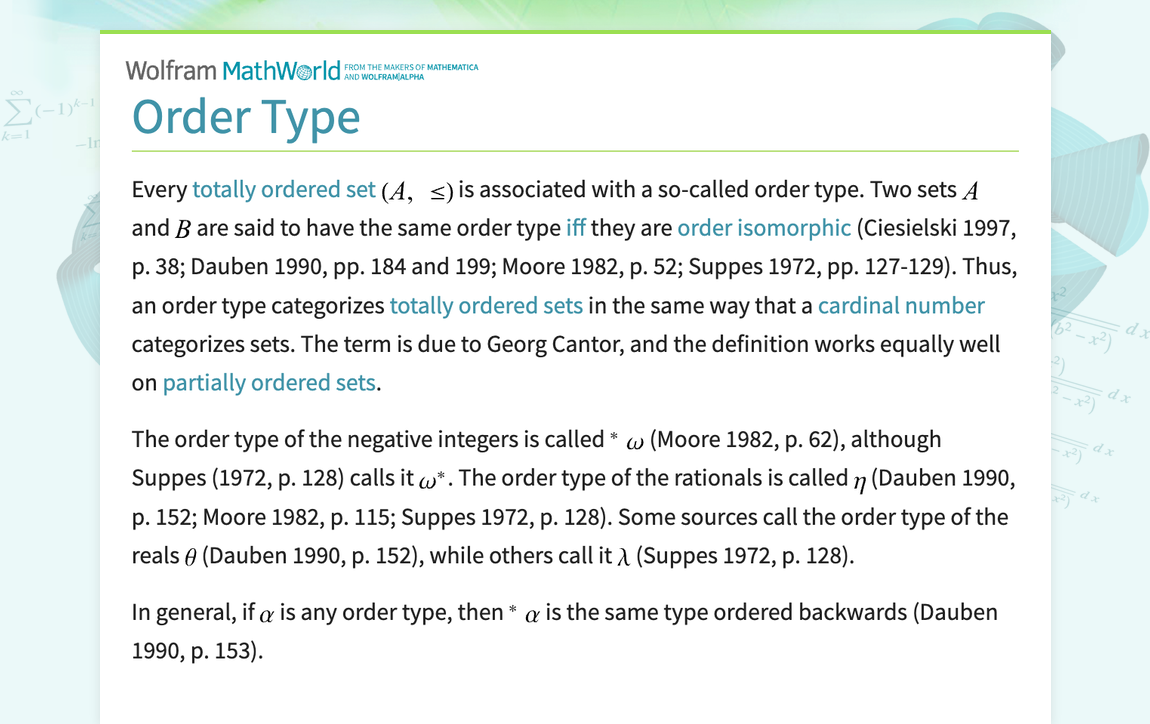 Order Type -- from Wolfram MathWorld