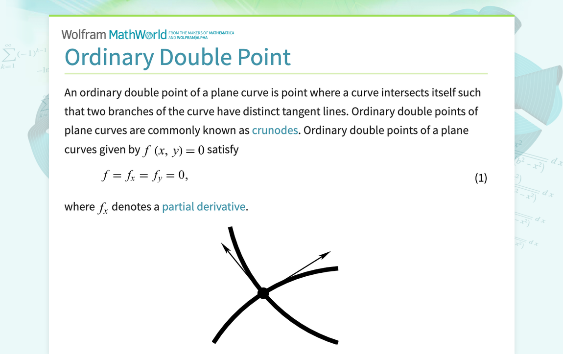 Ordinary Double Point -- from Wolfram MathWorld