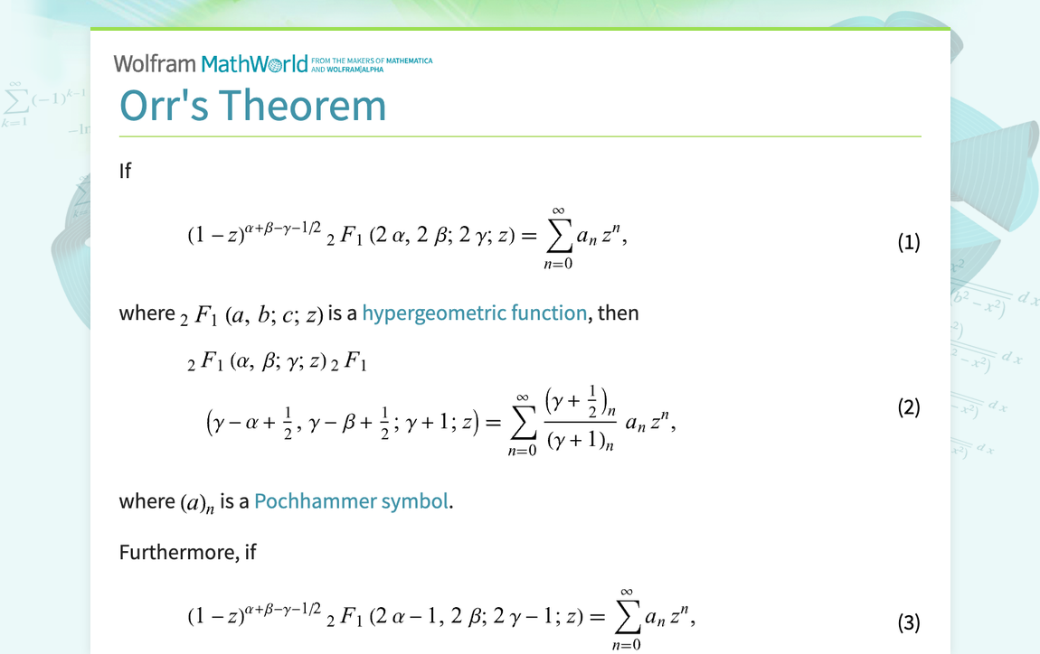 Orr's Theorem -- from Wolfram MathWorld