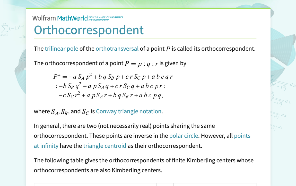 Orthocorrespondent -- from Wolfram MathWorld