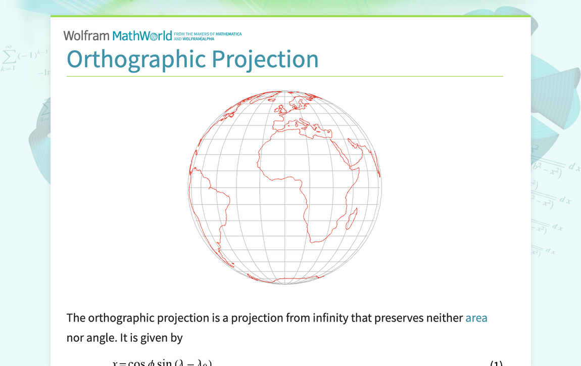 Orthographic Projection -- from Wolfram MathWorld