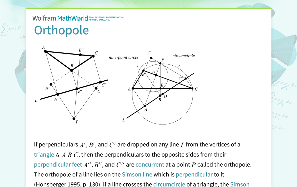 Orthopole -- from Wolfram MathWorld
