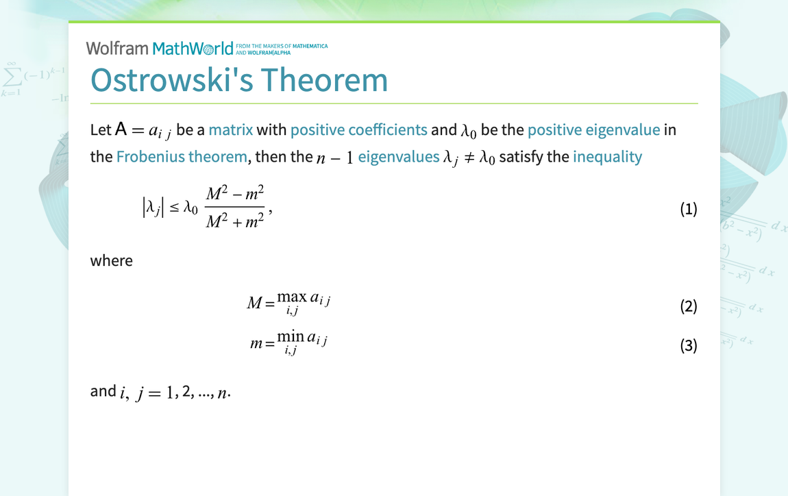Ostrowski's Theorem -- from Wolfram MathWorld
