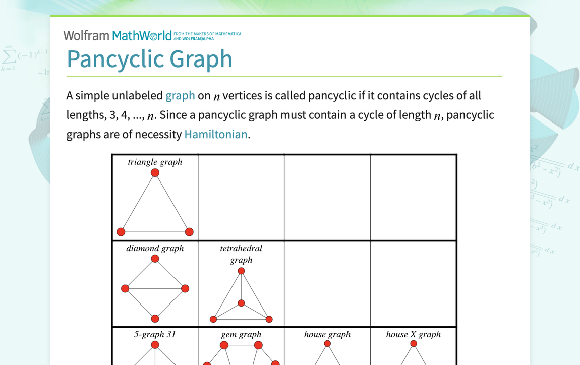 Pancyclic Graph -- from Wolfram MathWorld