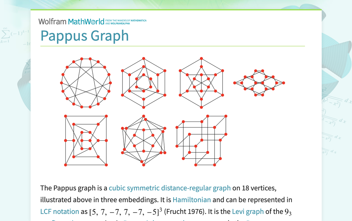 Pappus Graph -- from Wolfram MathWorld