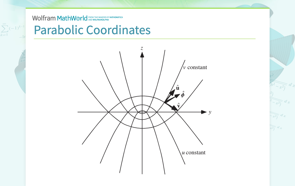 Parabolic Coordinates -- from Wolfram MathWorld