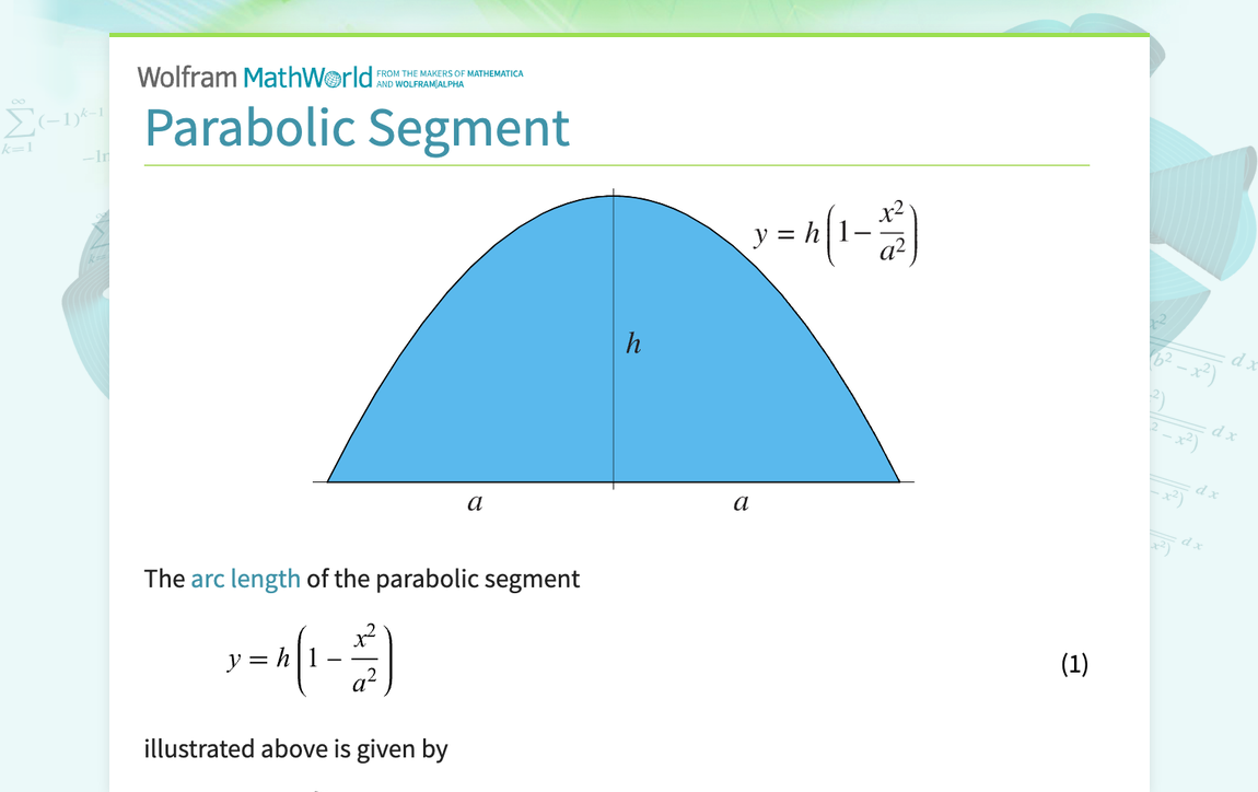 Parabolic Segment -- from Wolfram MathWorld