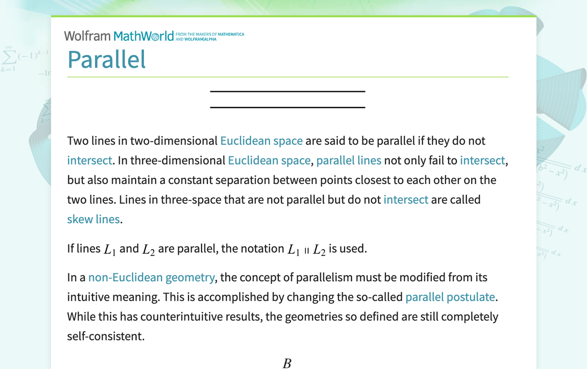 Parallel -- from Wolfram MathWorld