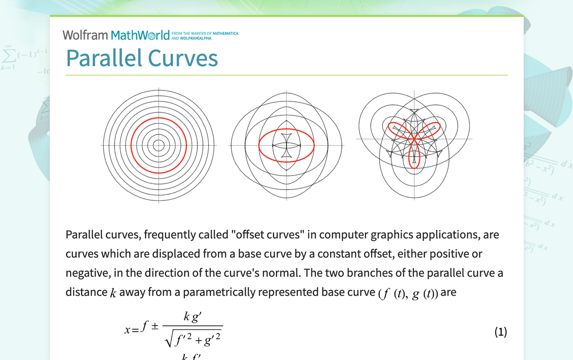 Parallel Curves -- from Wolfram MathWorld