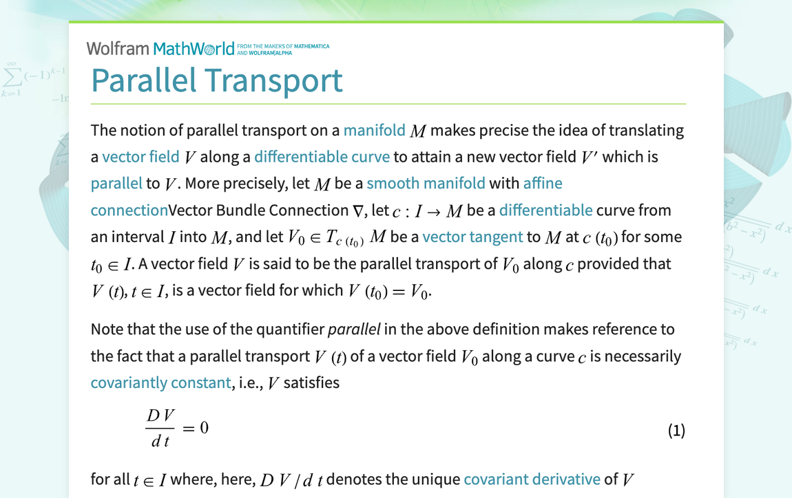 Parallel Vector Transport Confusion About Parallel Transport