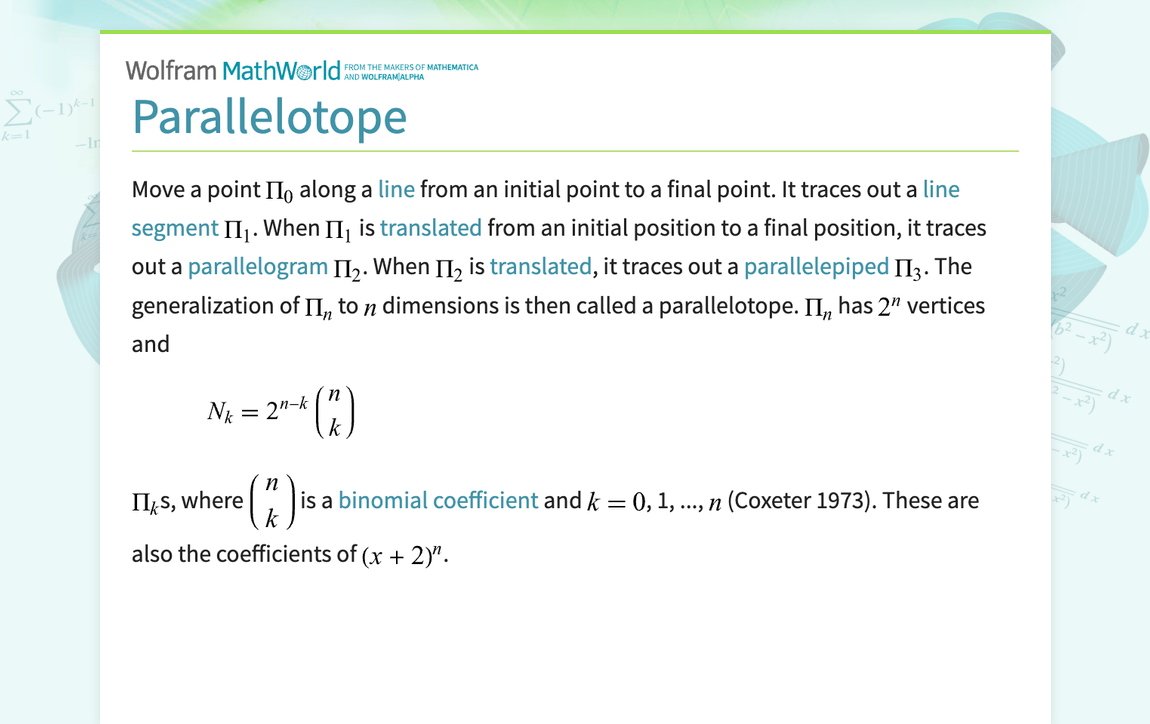 Parallelotope -- from Wolfram MathWorld
