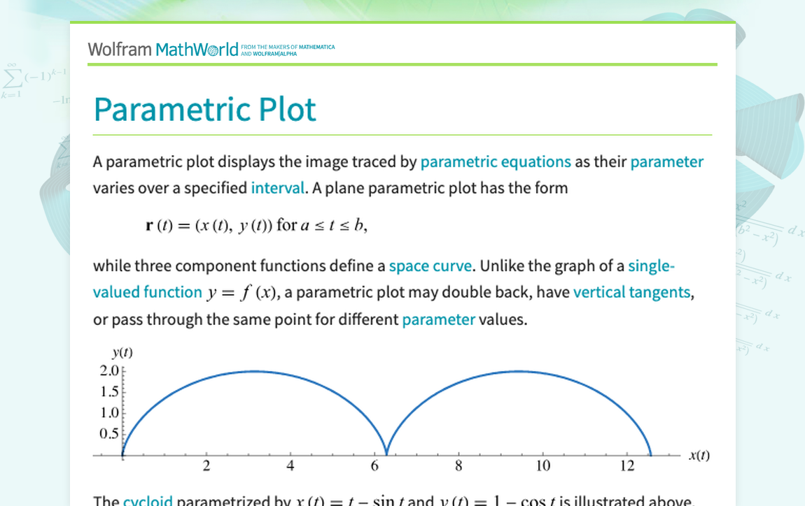 Parametric Plot -- from Wolfram MathWorld
