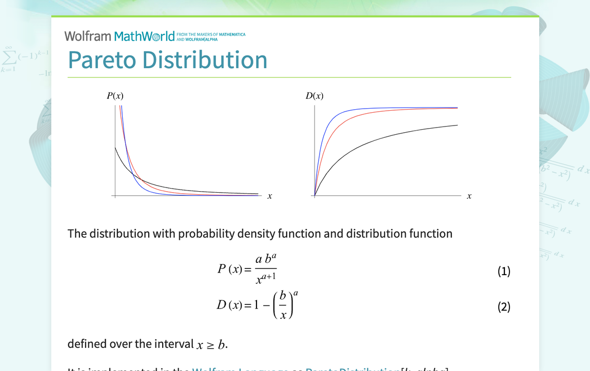 Pareto Distribution Feller Pareto Distribution Chapter 8